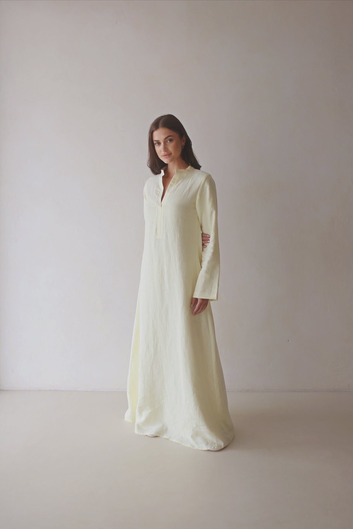 MUSCAT KAFTAN DRESS BUTTER YELLOW – Mira The Label